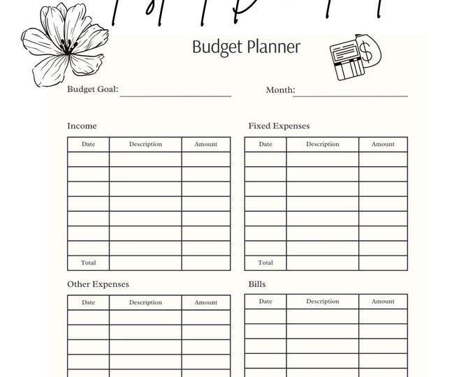 Monthly Budget Planner Printable | Income and Expense Tracker ...