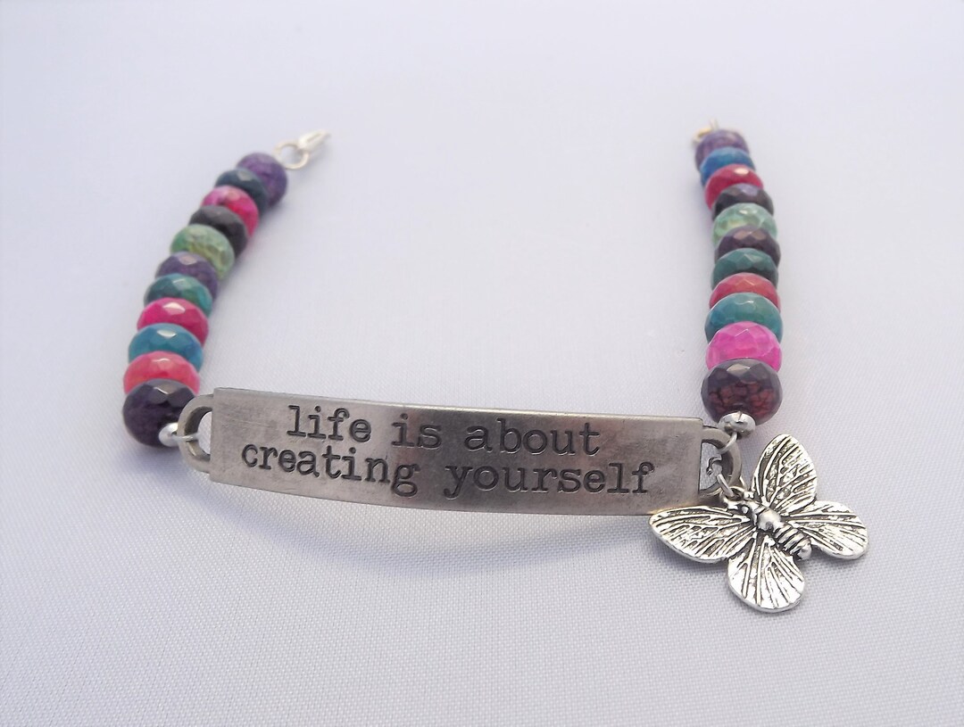 Multi-colored Beaded Bracelet With Inscription - Etsy
