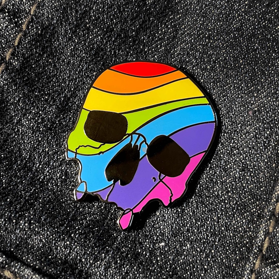 Rainbow Skull Pride Enamel Pin - Etsy