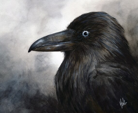 Crow in Profile Print - Etsy