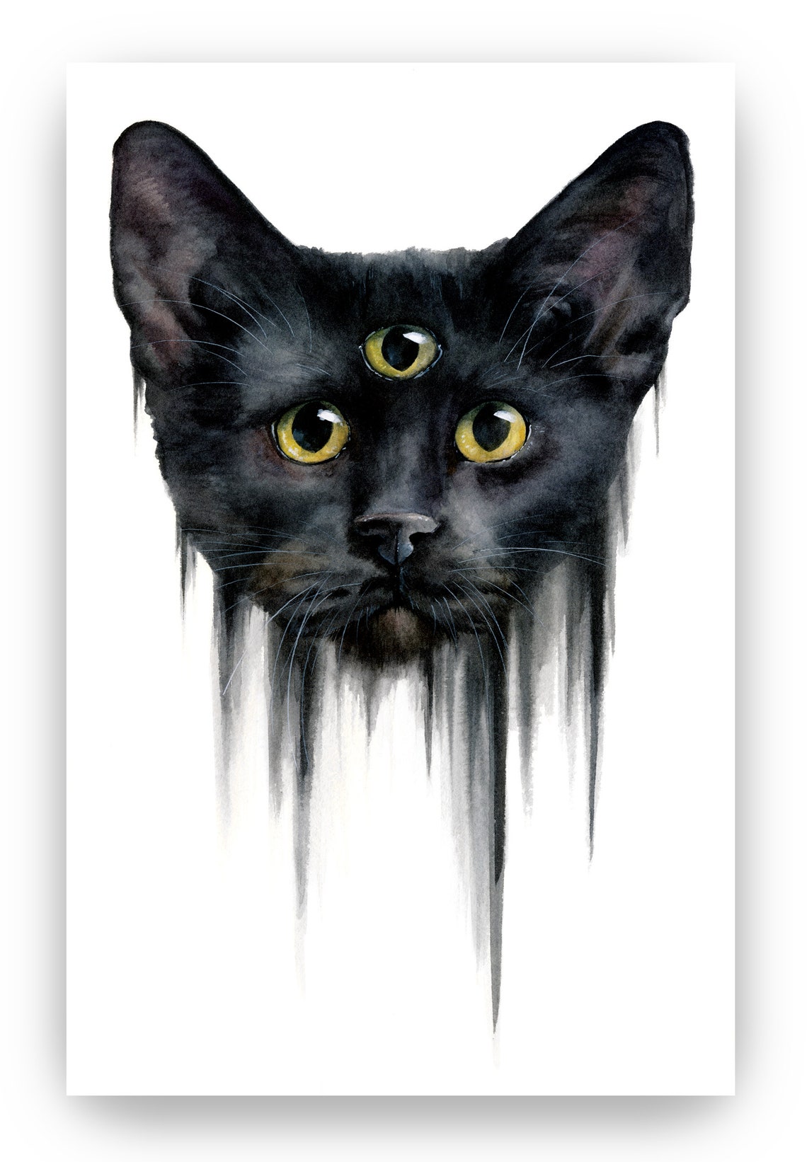 Three Eyed Cat Print - Etsy