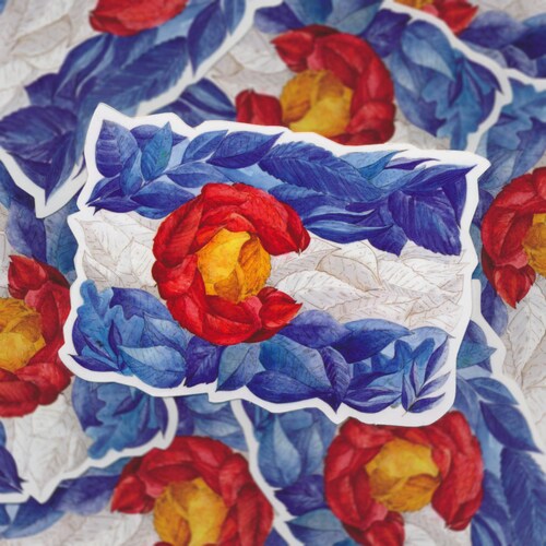 Colorado Flag of Leaves Vinyl Sticker - Etsy