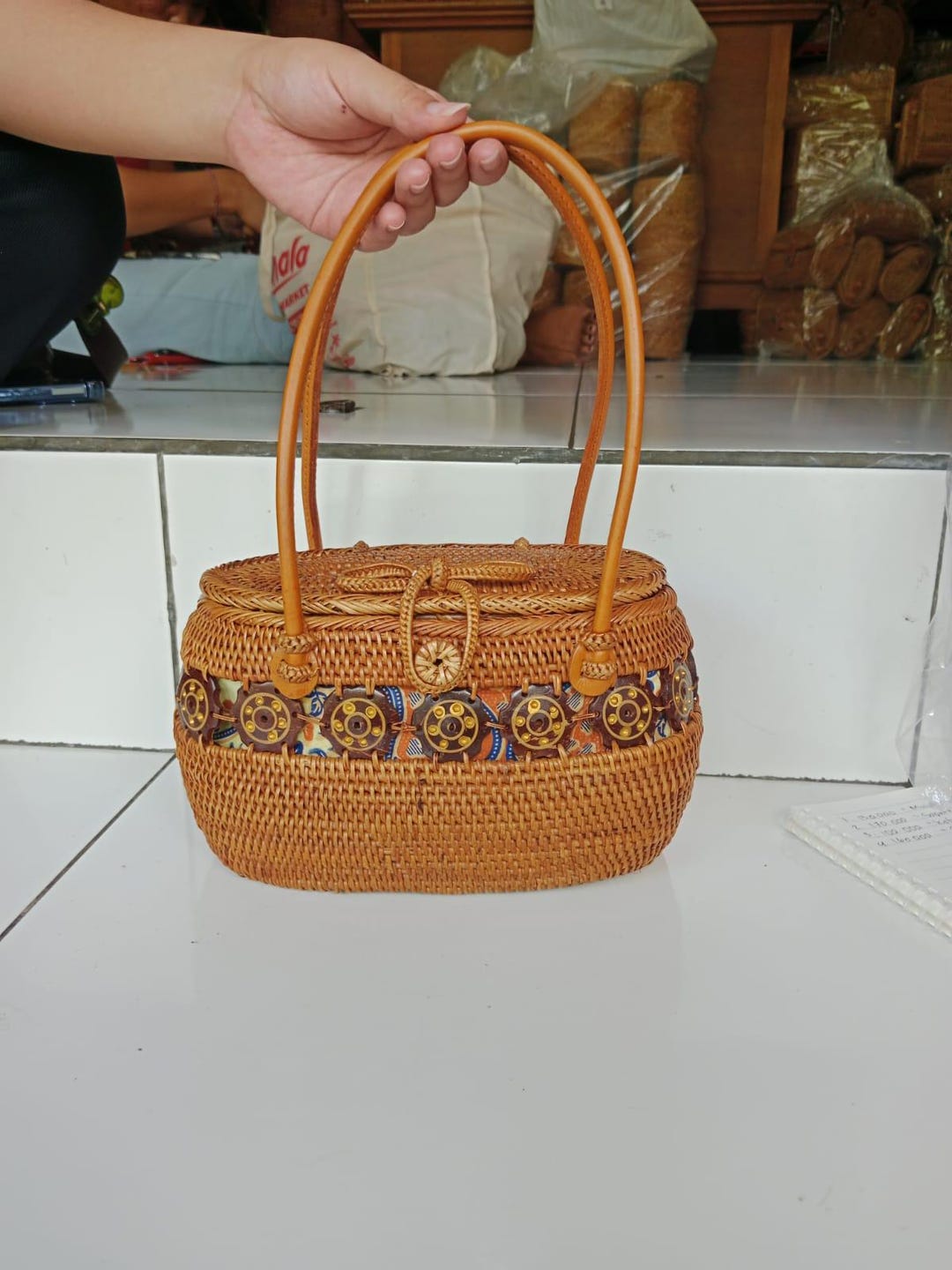 Rattan Bag Balinese Handmade Coconut Shell Pumpkin Motif - Etsy