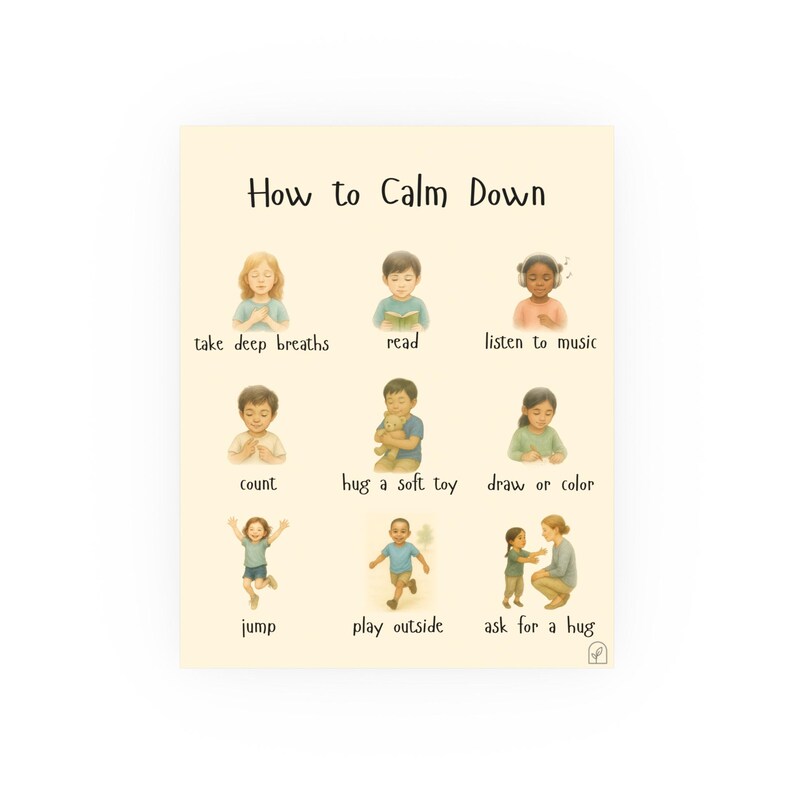Calming Techniques Poster for Kids - Realistic Emotional Awareness Tool ...