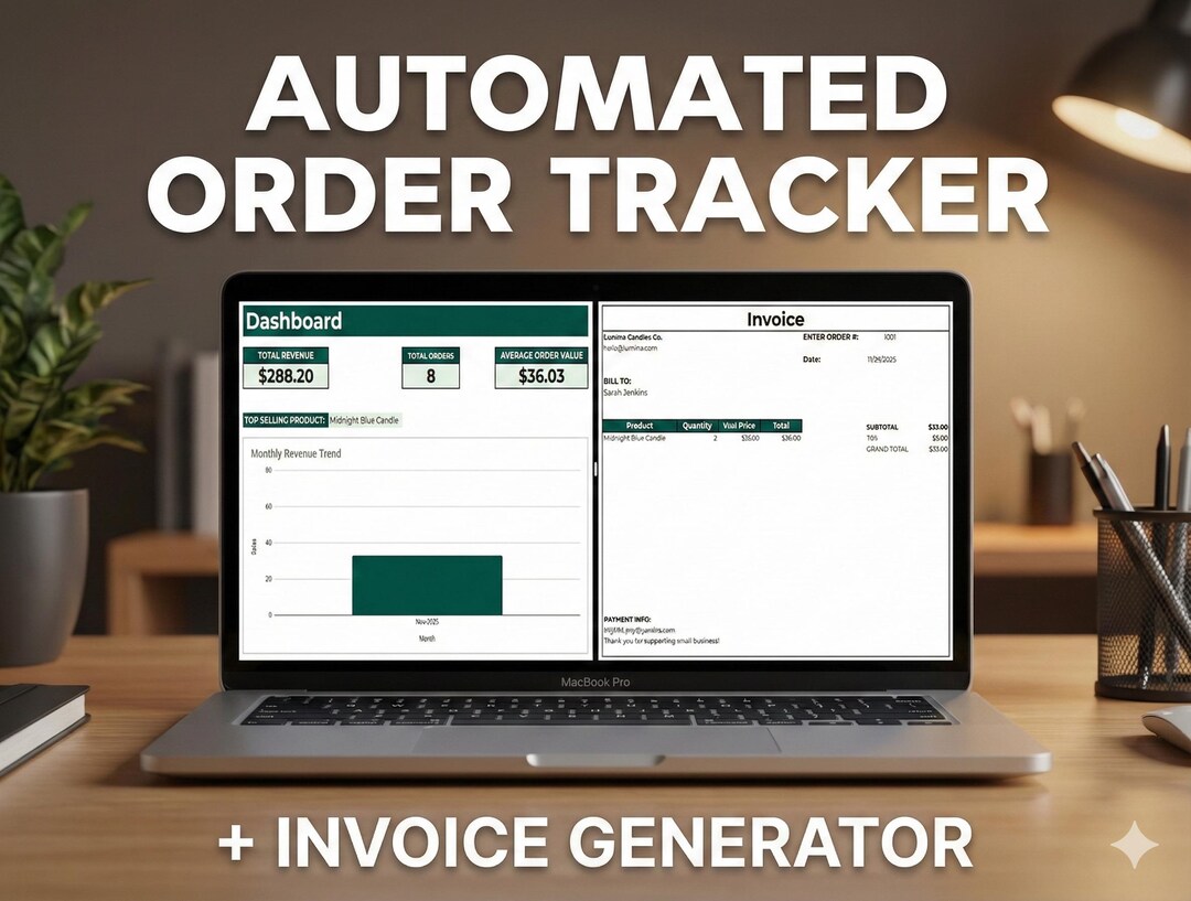 Automated Order Tracker & Invoice Generator | Small Business Sales Log ...