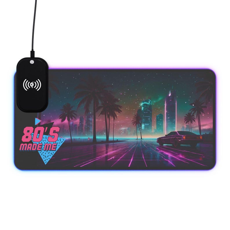 Retro Neon LED Gaming Mouse Pad With Wireless Charging - Perfect for ...