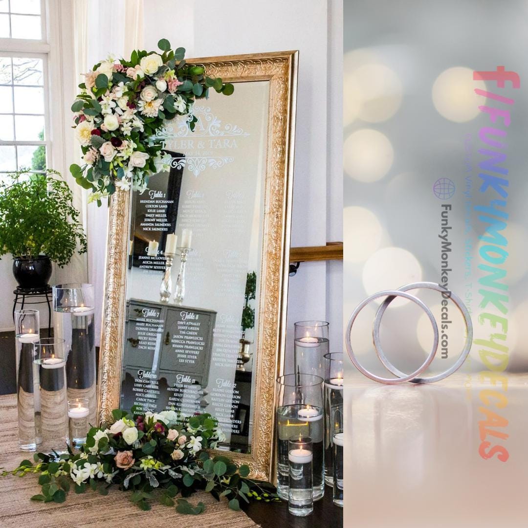 Custom Mirror Vinyl Decal – Personalized Guest Name & Table Number ...