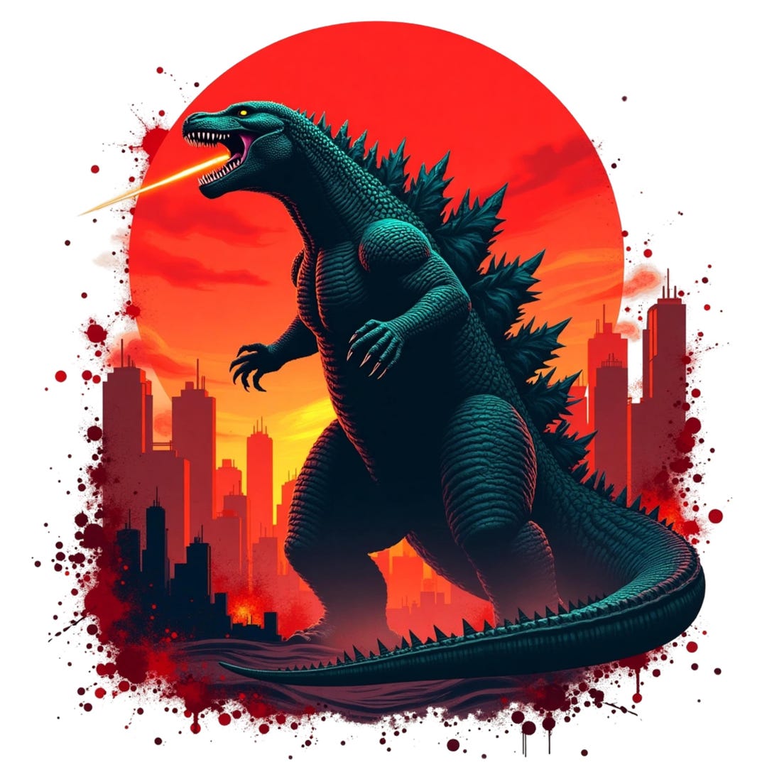 Godzilla Attack PNG, Digital File | High-quality Artwork for Crafts and ...