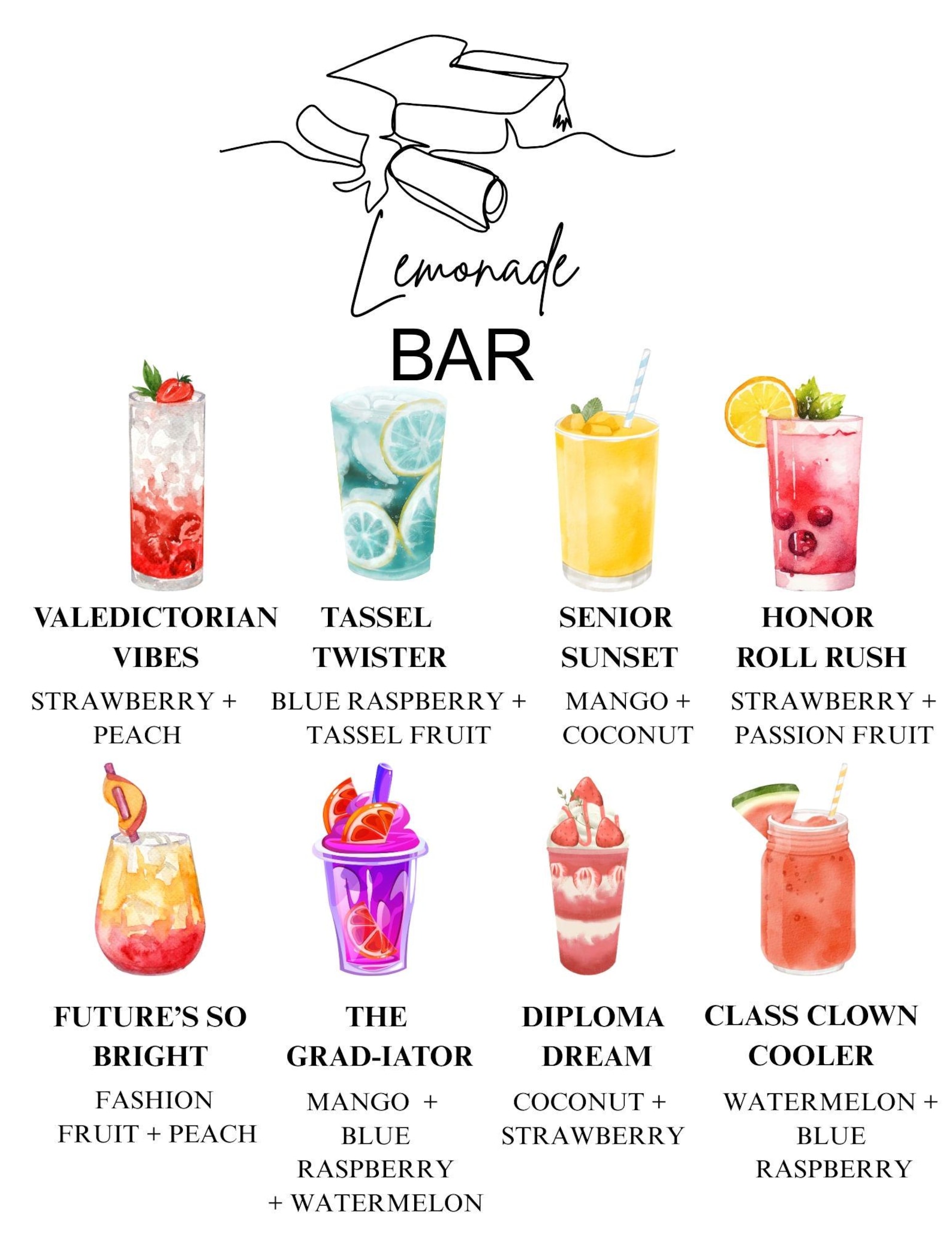 Graduation Party Lemonade Bar Menu - Etsy
