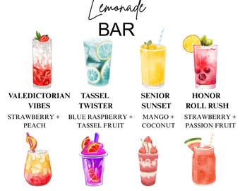 Graduation Party Lemonade Bar Menu| Graduation Party - Etsy