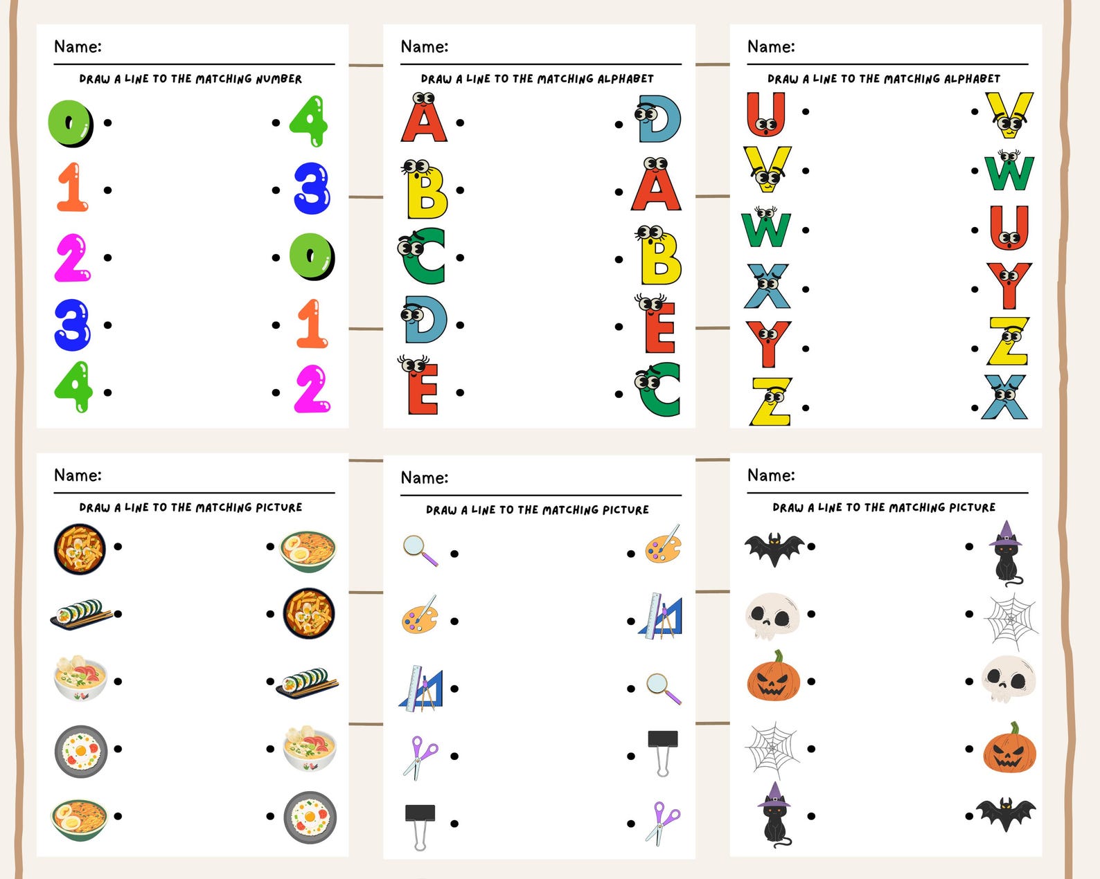 100 Matching Worksheets, Busy Book Printable, Match up Book, Match up ...