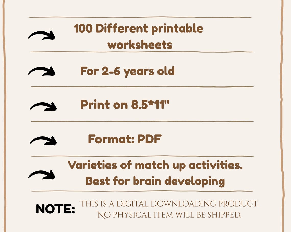 100 Matching Worksheets, Busy Book Printable, Match up Book, Match up ...