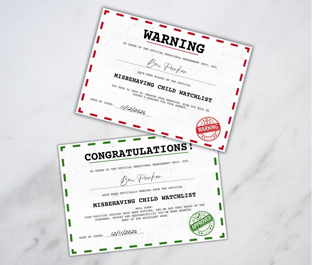BUNDLE Official Behavior Certificates | Warning and Congratulations ...