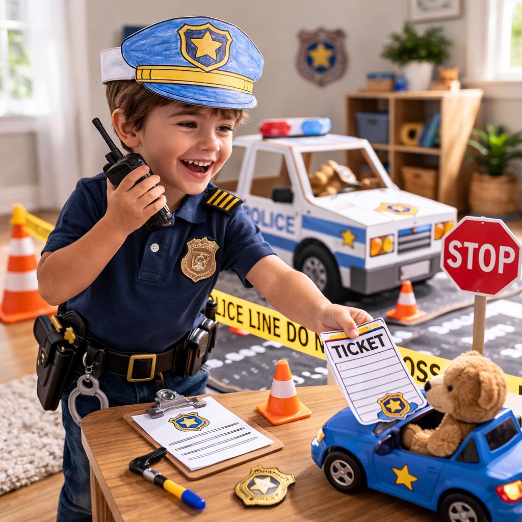 Police Hat Coloring Cut Out Craft | Kids Cut & Paste Craft Crown ...