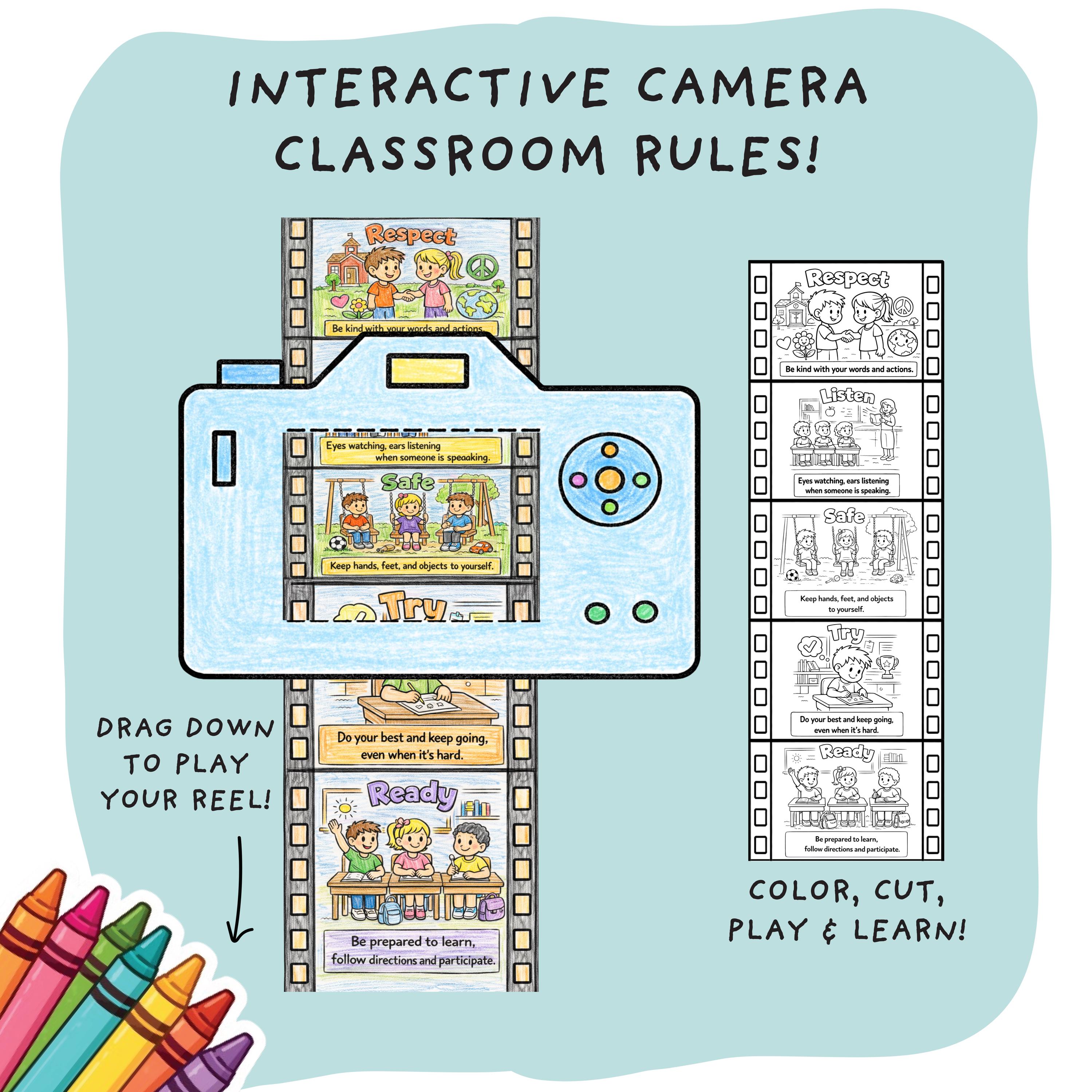 Interactive Classroom Rules Cut Out Camera Film Reel Craft | Positive ...
