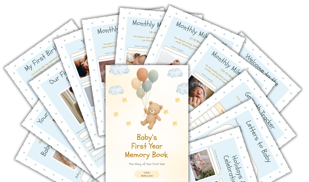 Baby Blue Memory Book | Baby's First Year Journal | Baby Time Capsule ...