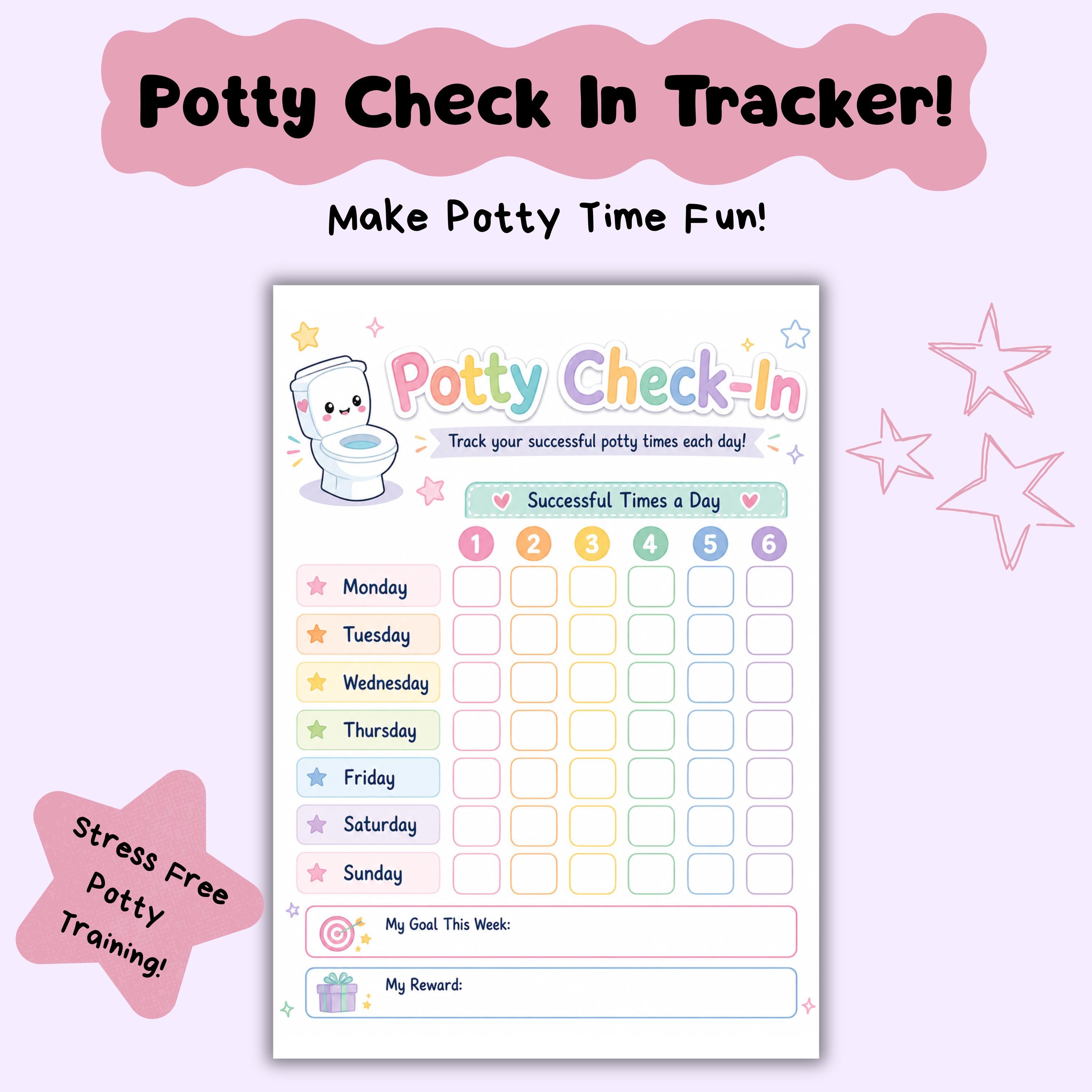Potty Training Tracker | Children Daily Potty Check in Reward Chart ...
