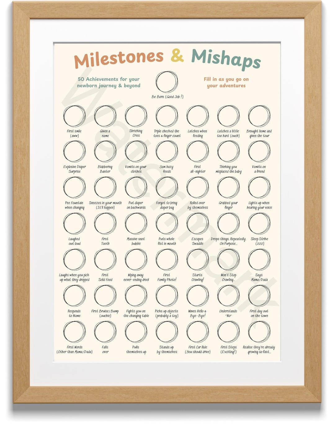 Baby Milestone Mishap Board | 50 Printable Baby Achievements & Funny ...