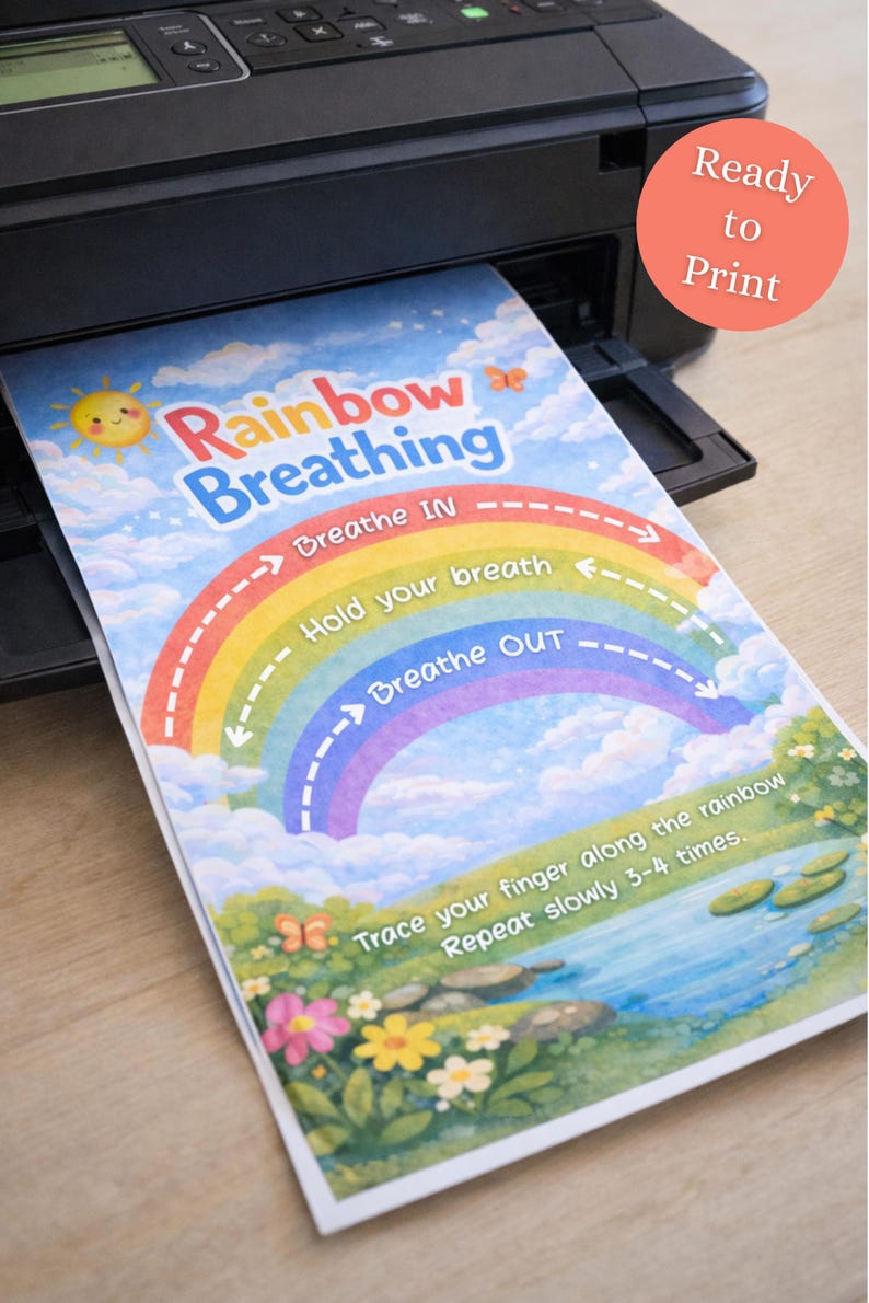 Rainbow Breathing Chart for Kids | Grounding Calm Down Strategies ...