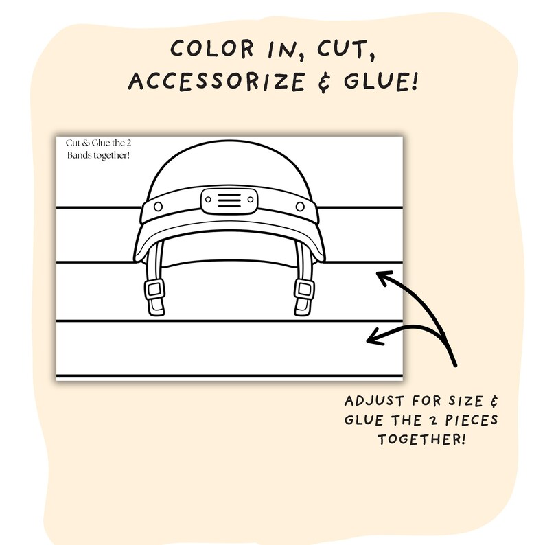 Soldier Helmet Coloring Printable Craft | Kids Cut Paste Crown | DIY ...
