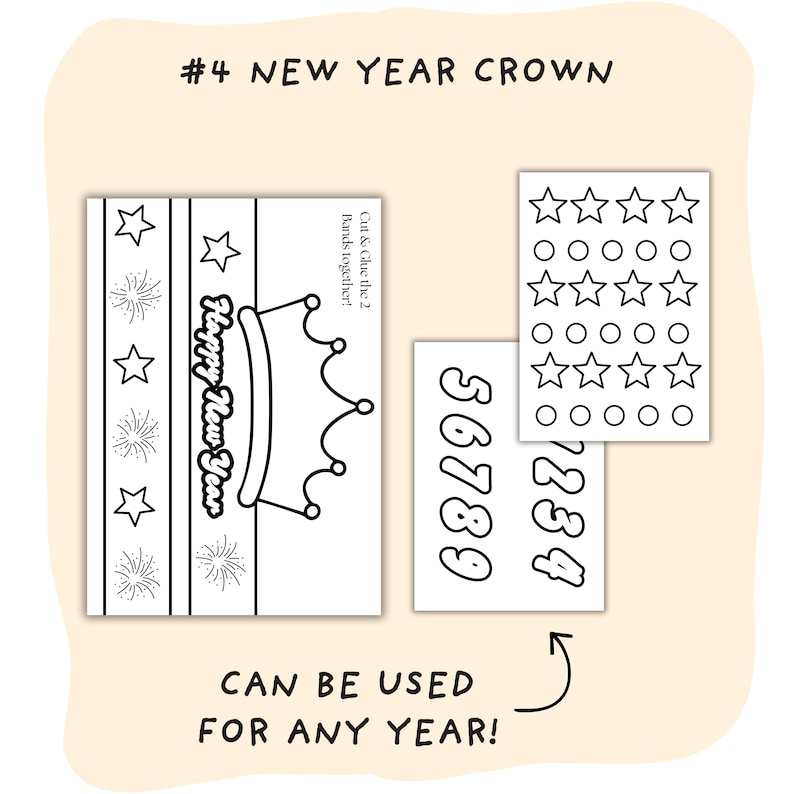 BUNDLE New Years Craft Activities Kids Set | 5x Craftable Designs With ...