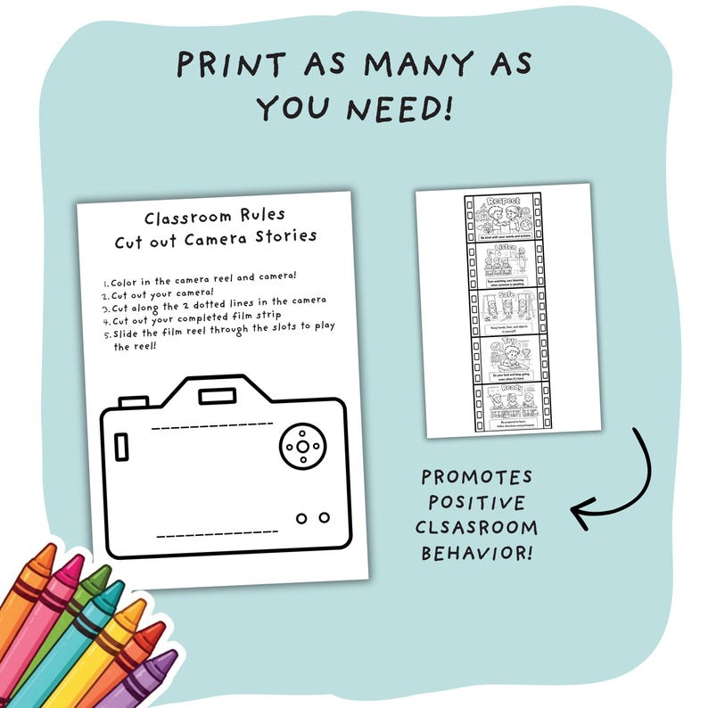 Interactive Classroom Rules Cut Out Camera Film Reel Craft | Positive ...
