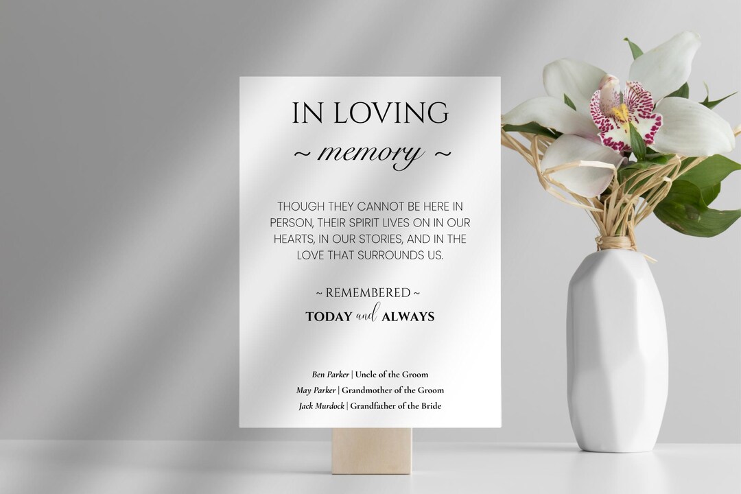 In Loving Memory Event Sign | Wedding Memorial Sign | Forever in Our ...