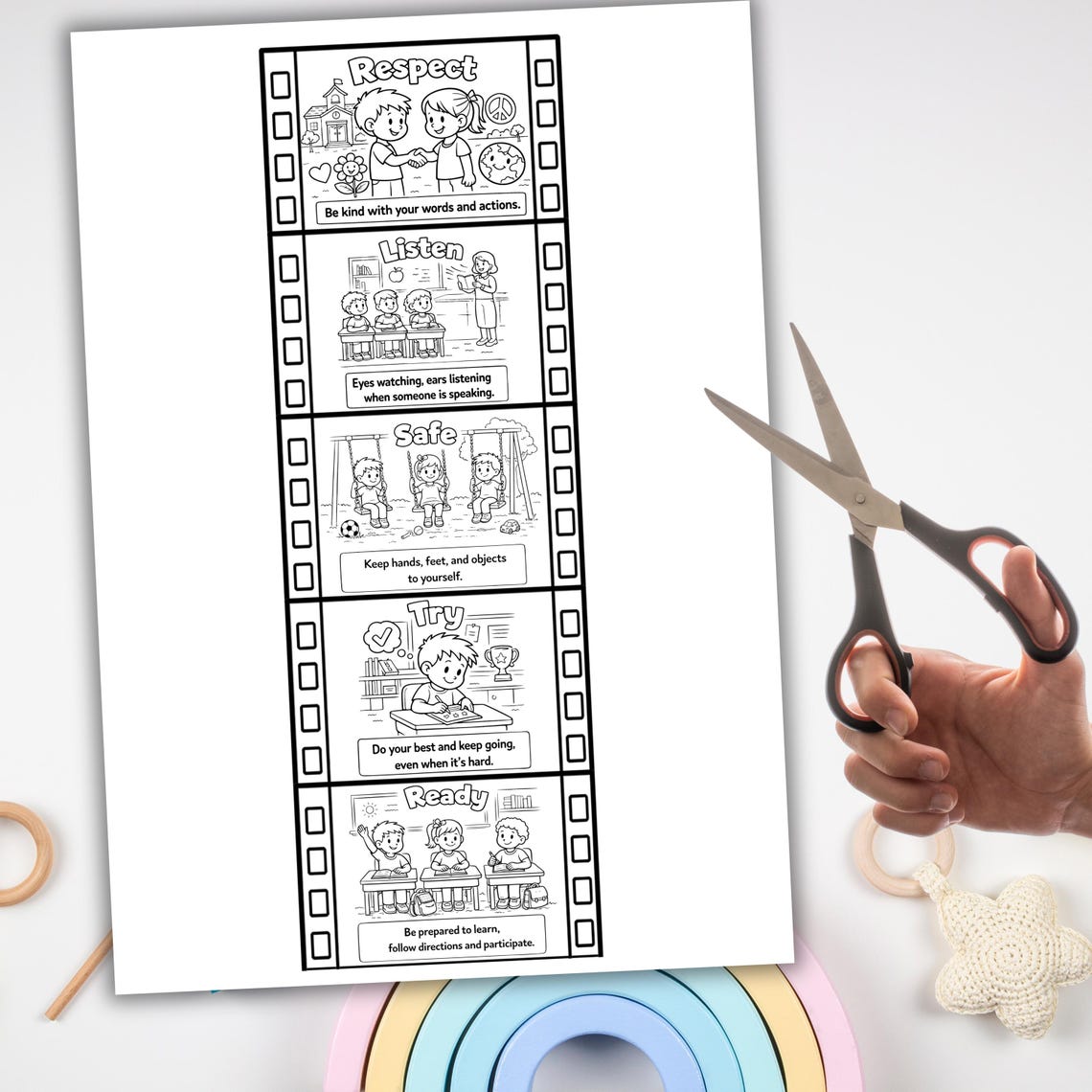 Interactive Classroom Rules Cut Out Camera Film Reel Craft | Positive ...