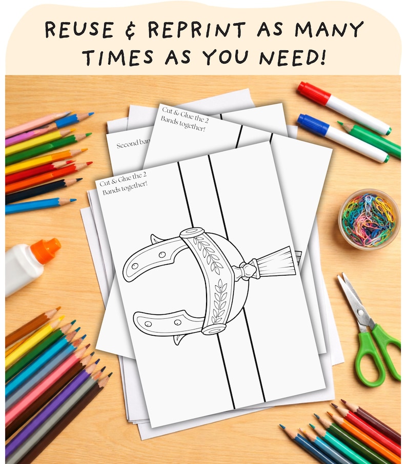 Roman Soldier Helmet Coloring Cut Out Craft | Kids Play Pretend Crowns ...