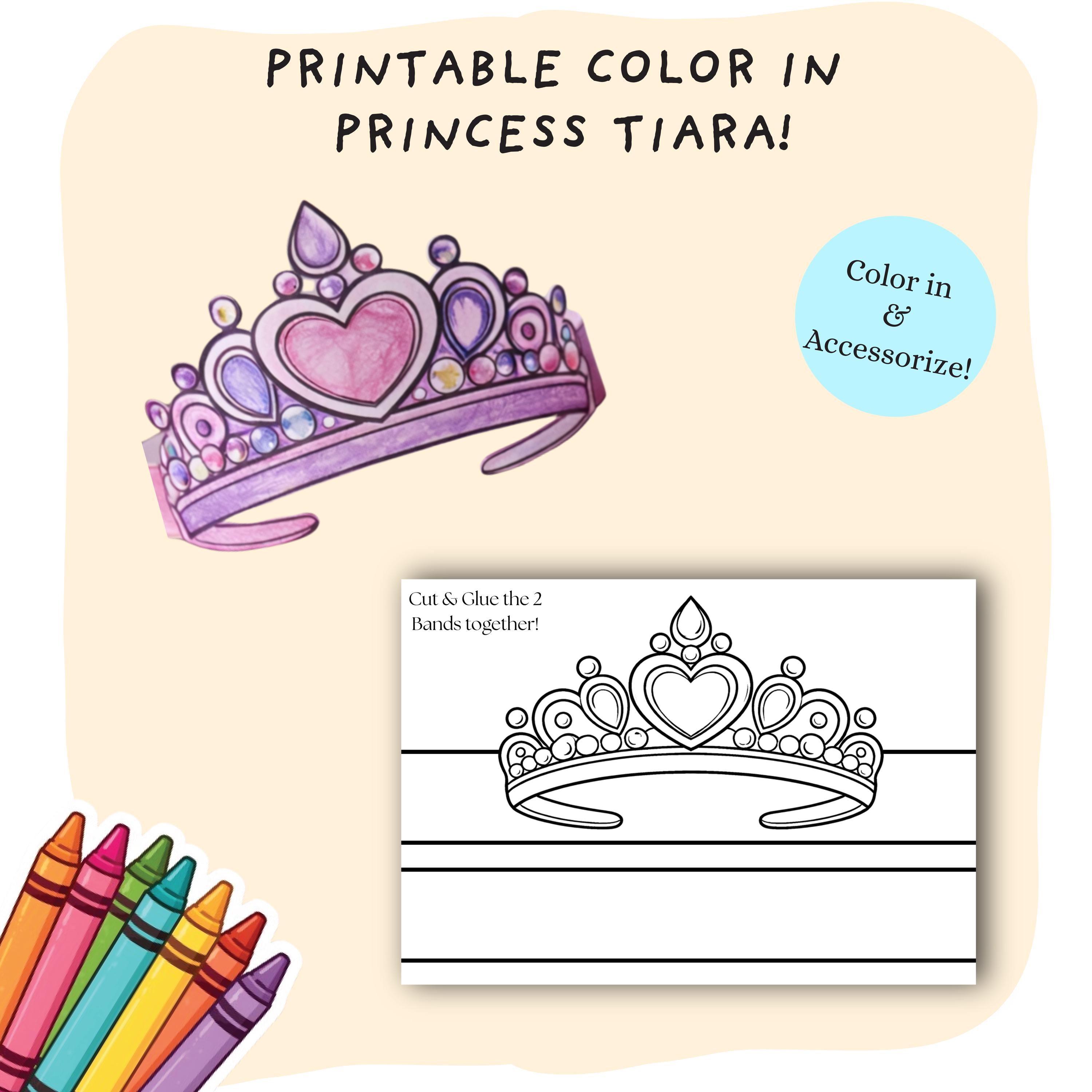 Princess Tiara Coloring Cut Out Craft | Kids Cut & Paste Craft Crown ...