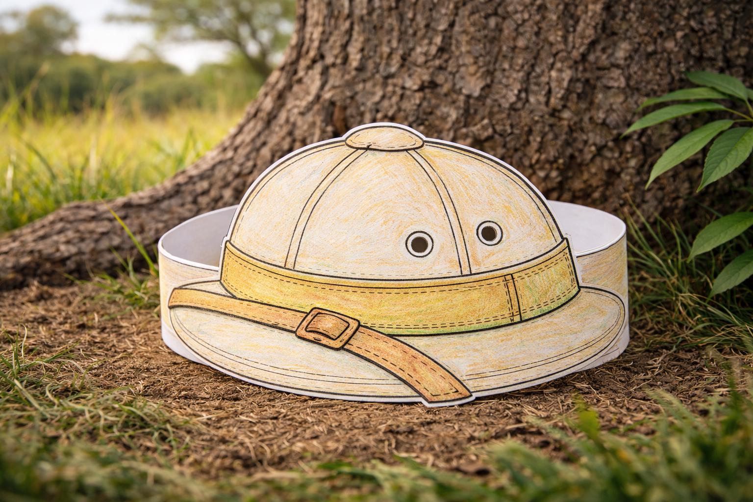 Safari Explorer Hat Coloring Cut Out Craft | Kids Play Pretend Crowns ...