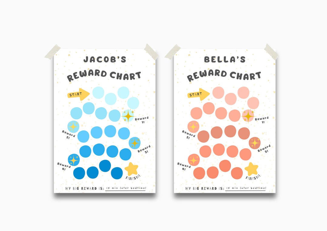 Reward Chart for Children Blue & Pink | Baby Toddler Kids Child Good ...