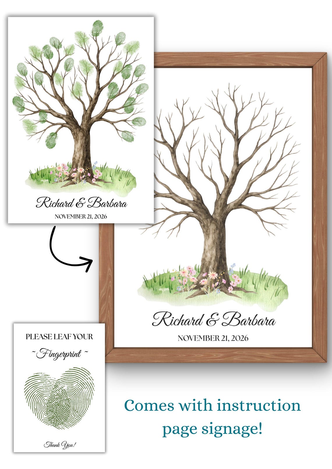 Wedding Fingerprint Tree Guest Book | Instant Printable Sign in Wedding ...