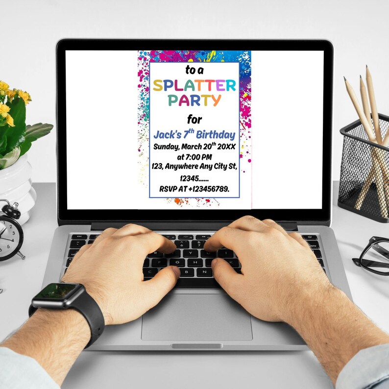 Splatter Paint Party Invitation, Paint Birthday Party, Canva 5x7 ...