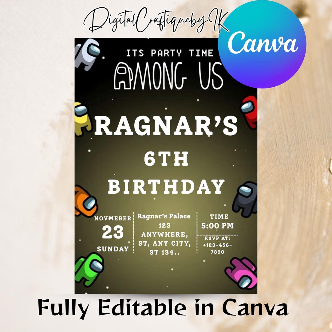 Among Us Invitation Birthday Invitation | Kids Birthday Invitation ...