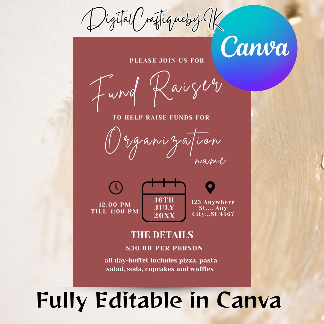 Charity Fundraiser Template, Editable Business Event Invite Design ...