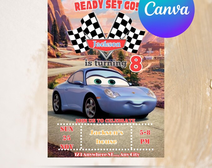 Invitación de Cars McQueen / Invitación de cumpleaños de Rayo McQueen ...