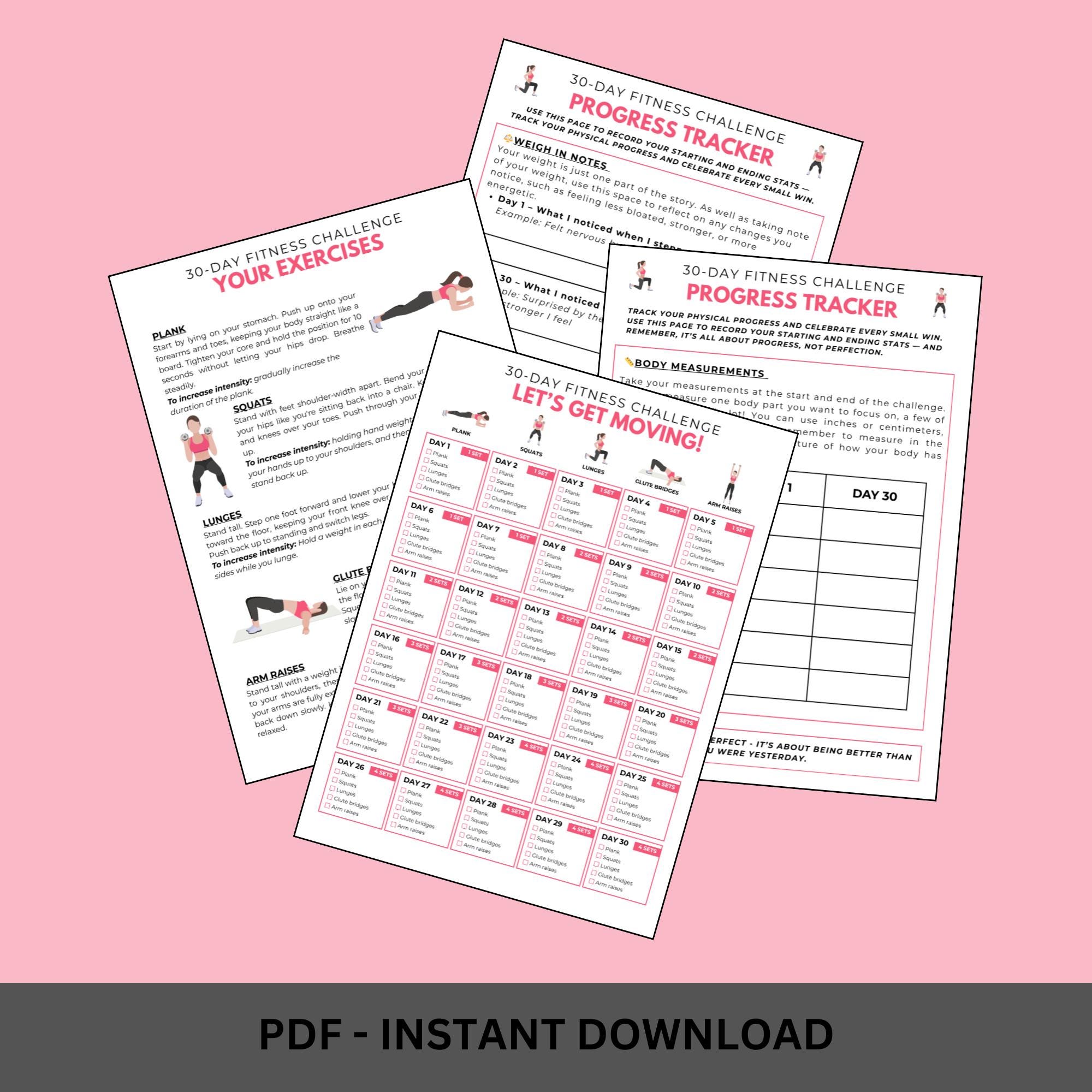 Easy Beginner Womens 30 Day Exercise Fitness Workout Challenge ...