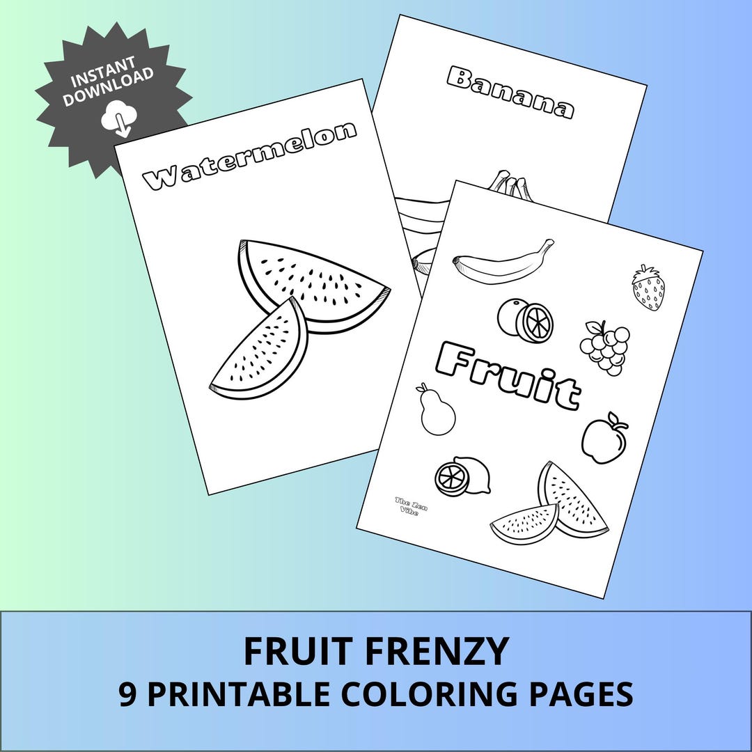 Fruit Frenzy Coloring Pages | Food Colouring Book | Easy Colouring for ...