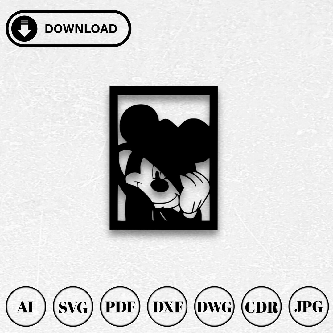 Mickey Mouse Wall Decor Laser Cut Svg Dxf Files | Glowforge Files | Cnc ...