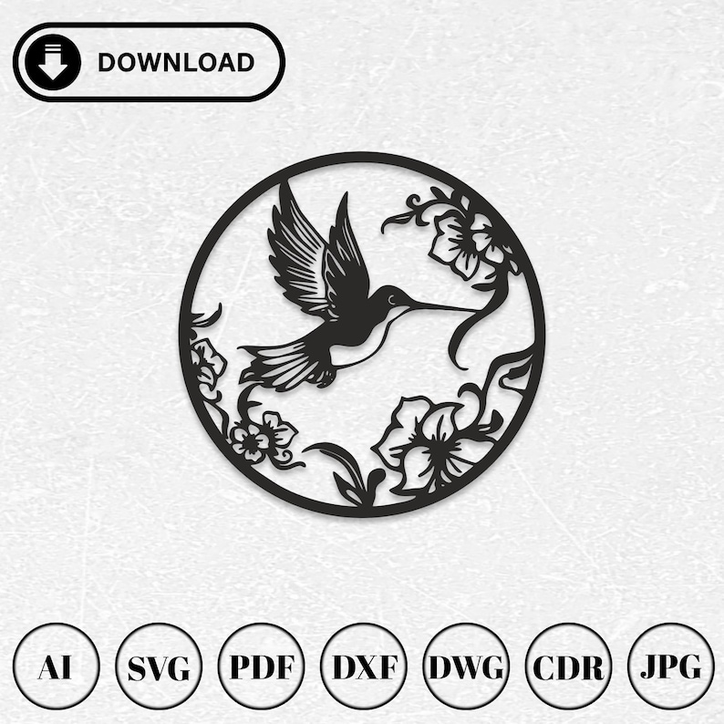 Hummingbird Laser Cut Dxf Svg Dwg Ai Jpg Files | Bird Cnc Laser Cut ...
