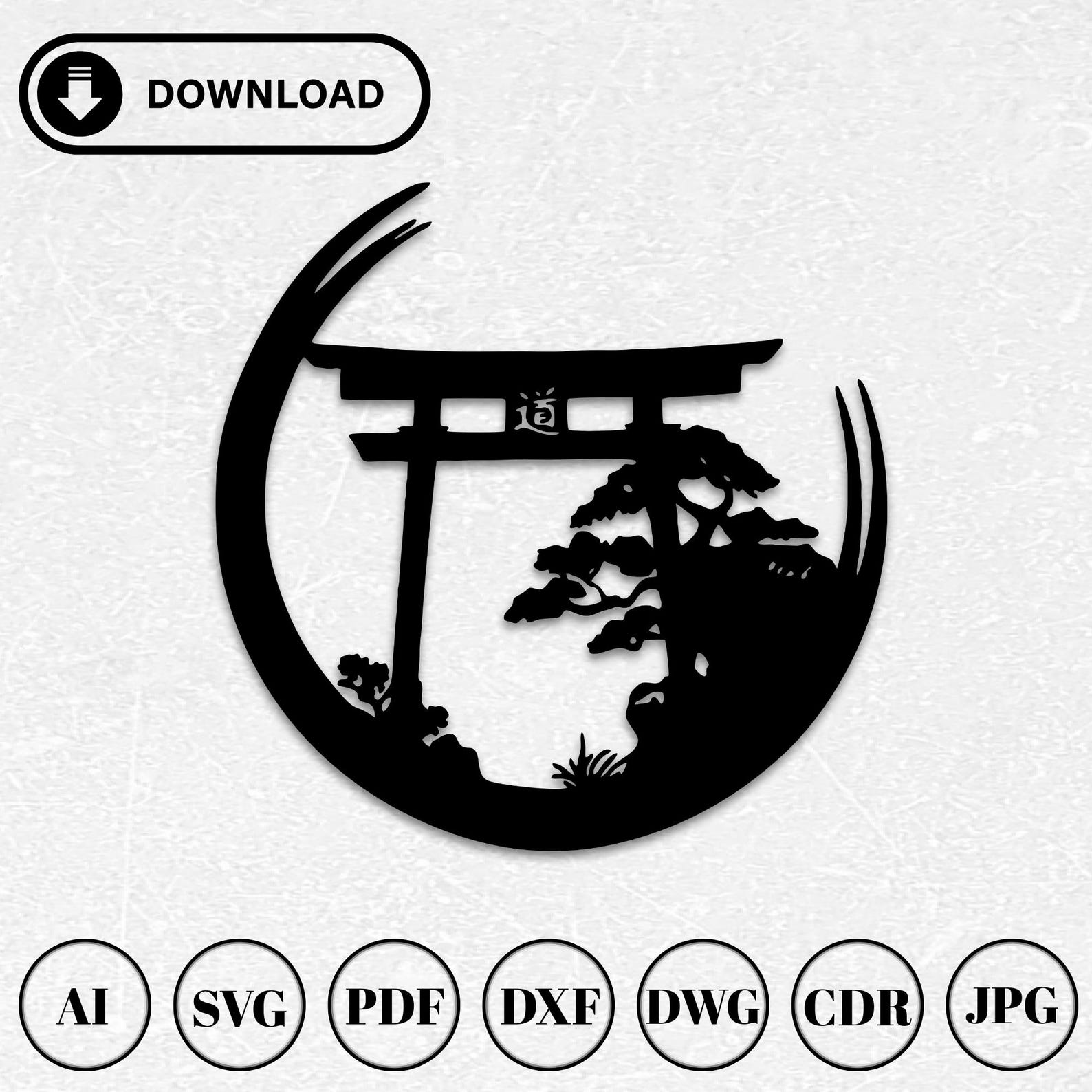 Japanese Garden Wall Art Digital Files | Torii Gate Art for Laser ...