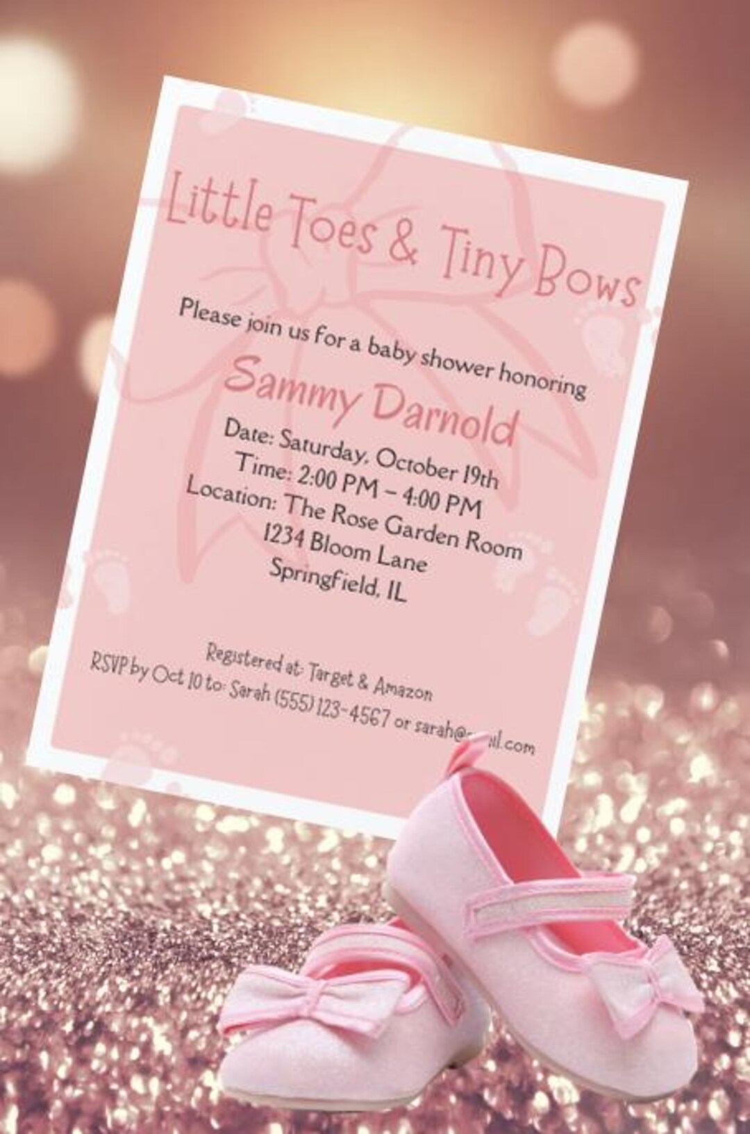 Little Toes & Tiny Bows Baby Shower Invitation (digital Download) - Etsy