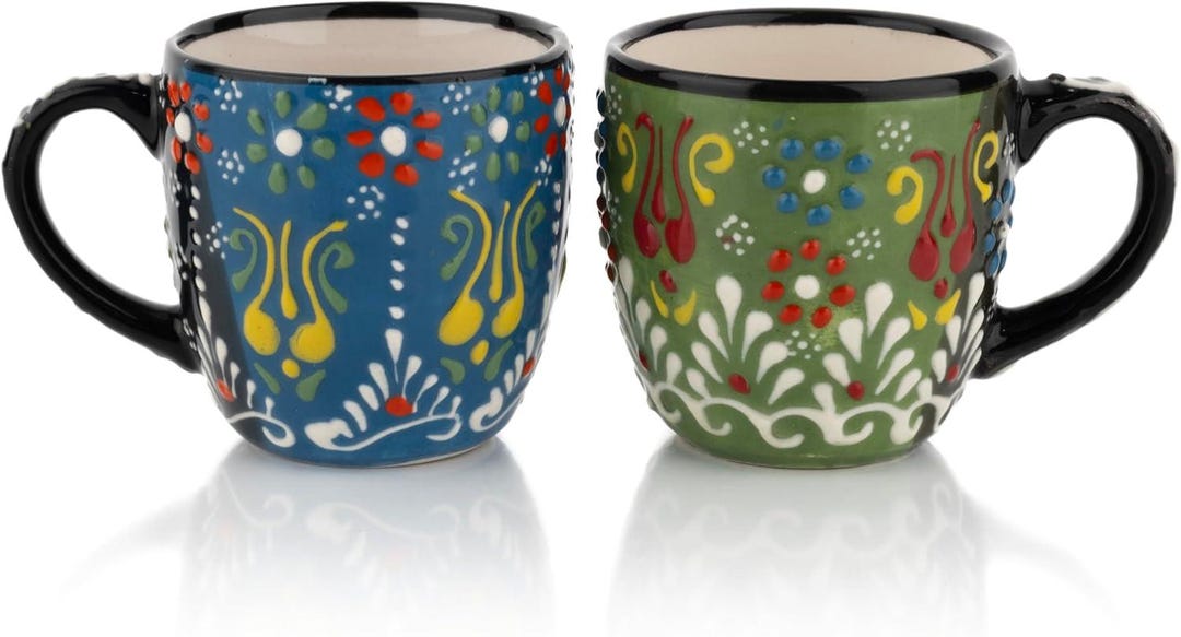 Turkish Tea Cups | Demitasse Mugs With Handle | Modern Stackable ...