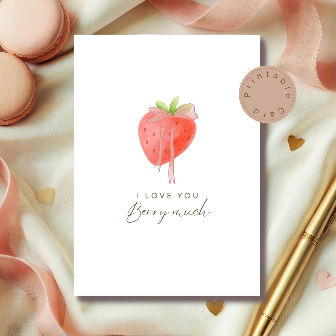 Strawberry Pun Love Card, Valentine's Day Gift (digital Download) - Etsy