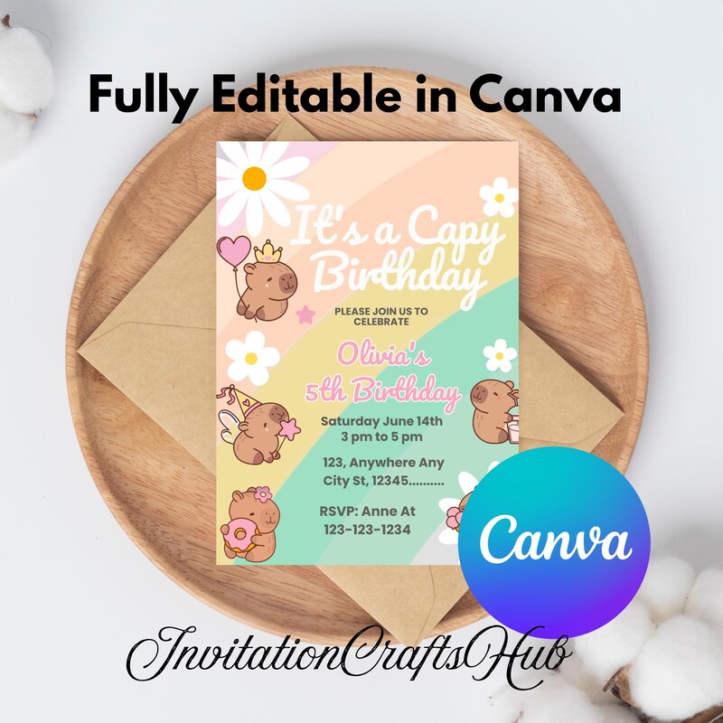 Capibara invitacion - Etsy México