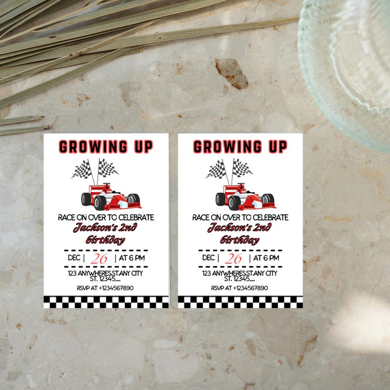 Editable Two Fast Birthday Invitation Two Fast Boy Race Car 2nd ...