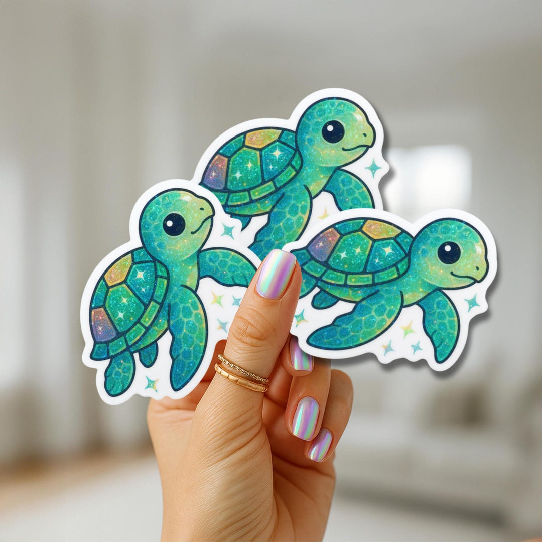 Glitter Sea Turtle Sticker: Sparkly Ocean Vinyl Decal - Etsy