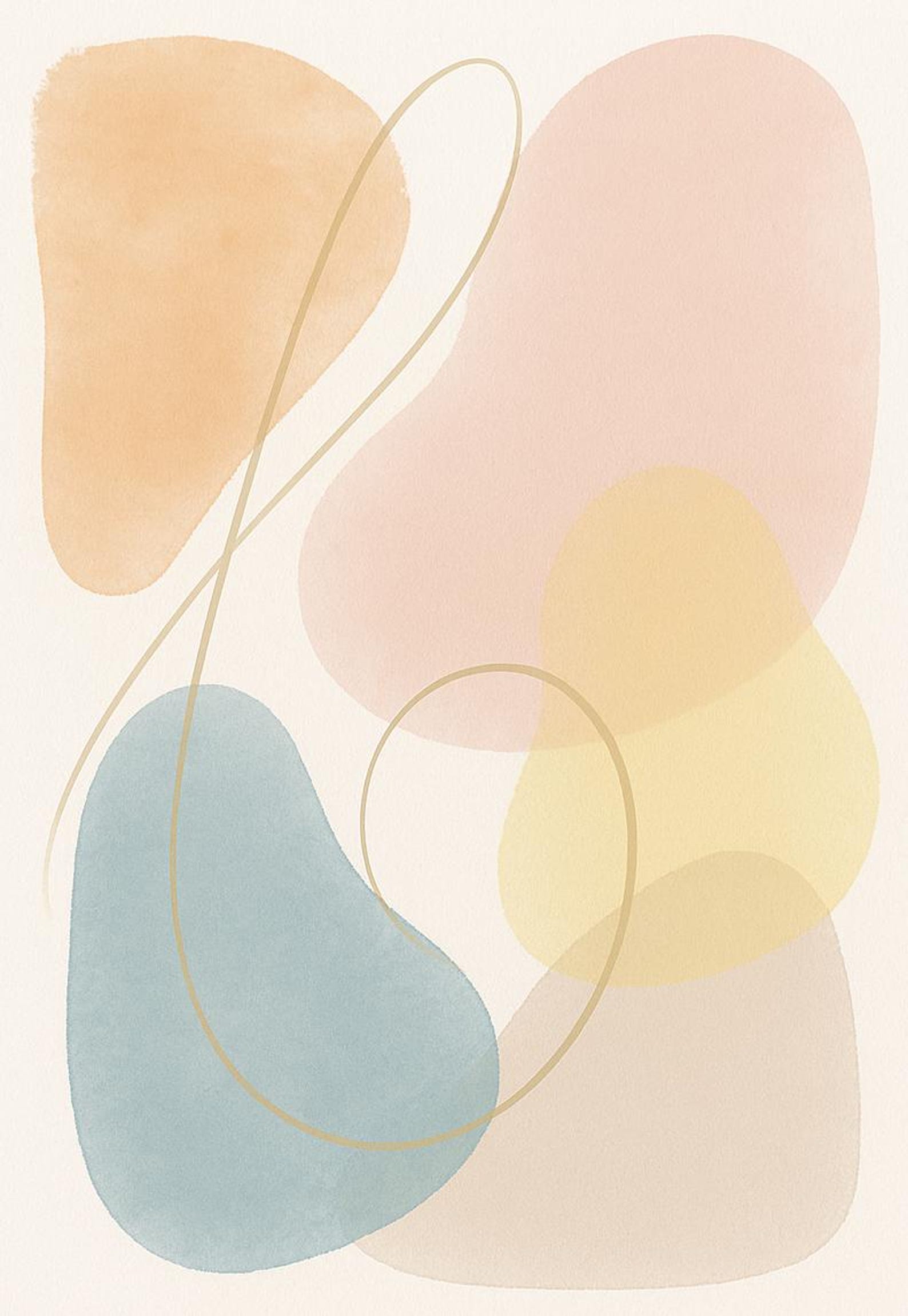 Soft Modern Abstract Wall Art – Pastel Shapes Minimalist Print - Etsy