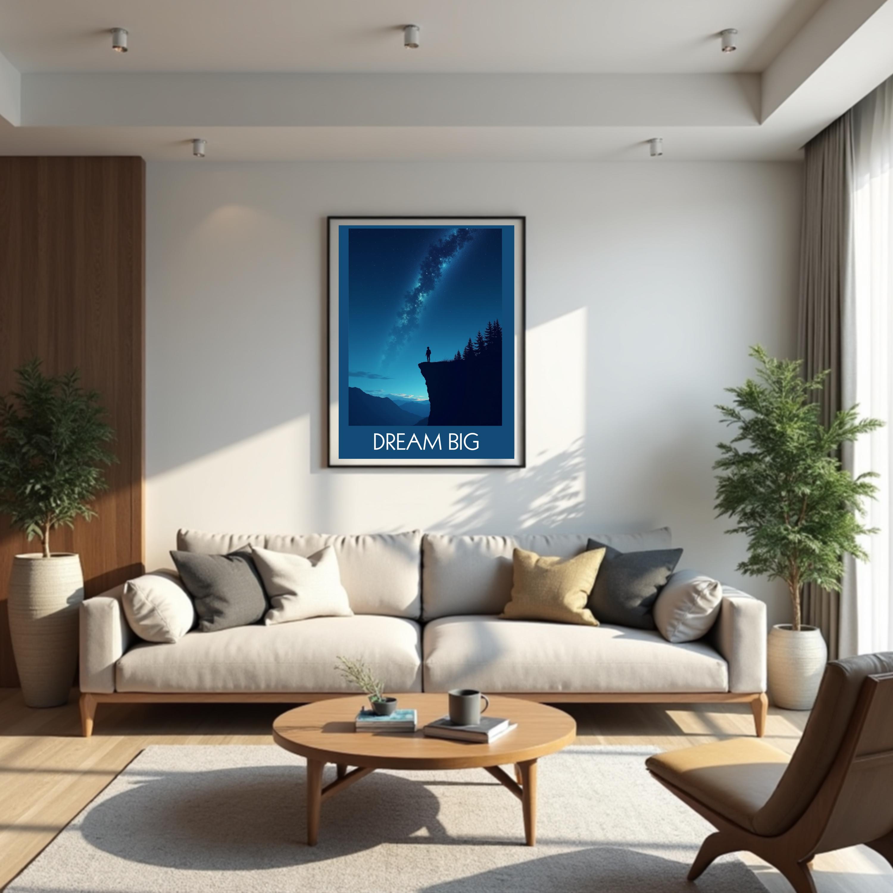 Dream Big Inspirational Poster – Night Sky Stars Print, Motivational ...